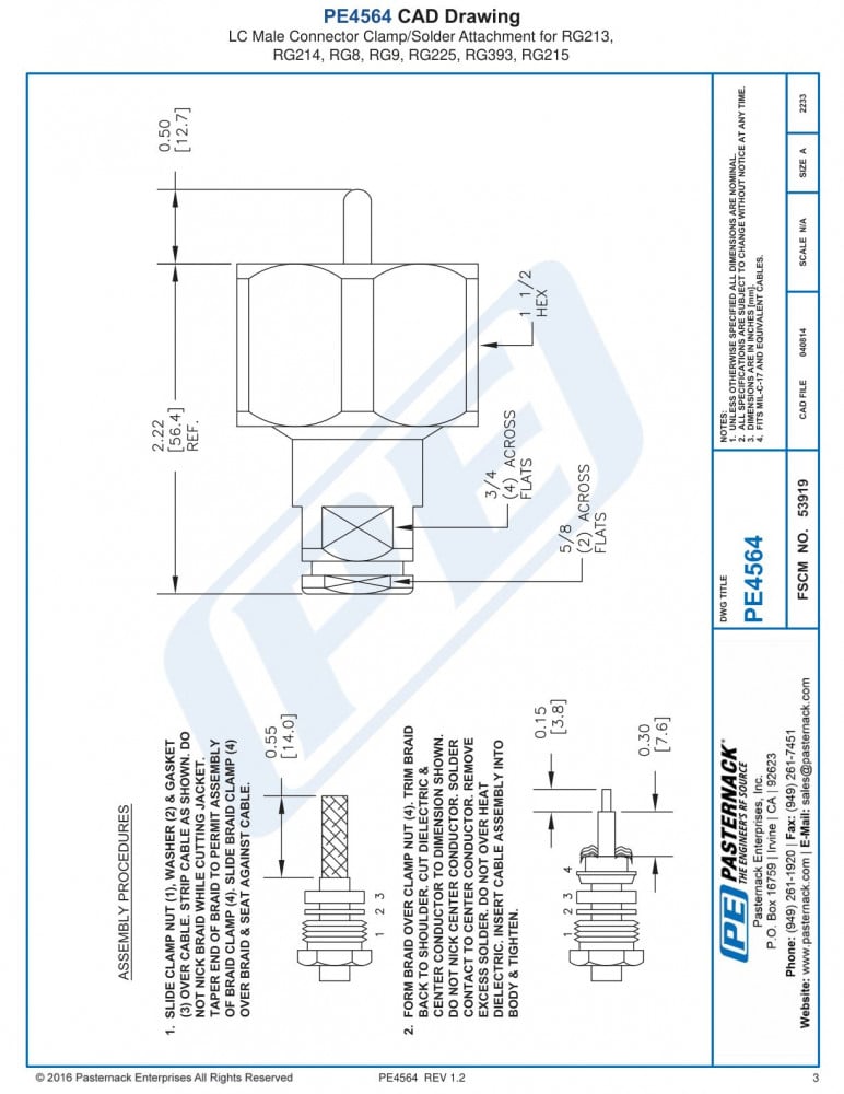 Pasternack PE4564 datasheet page 3