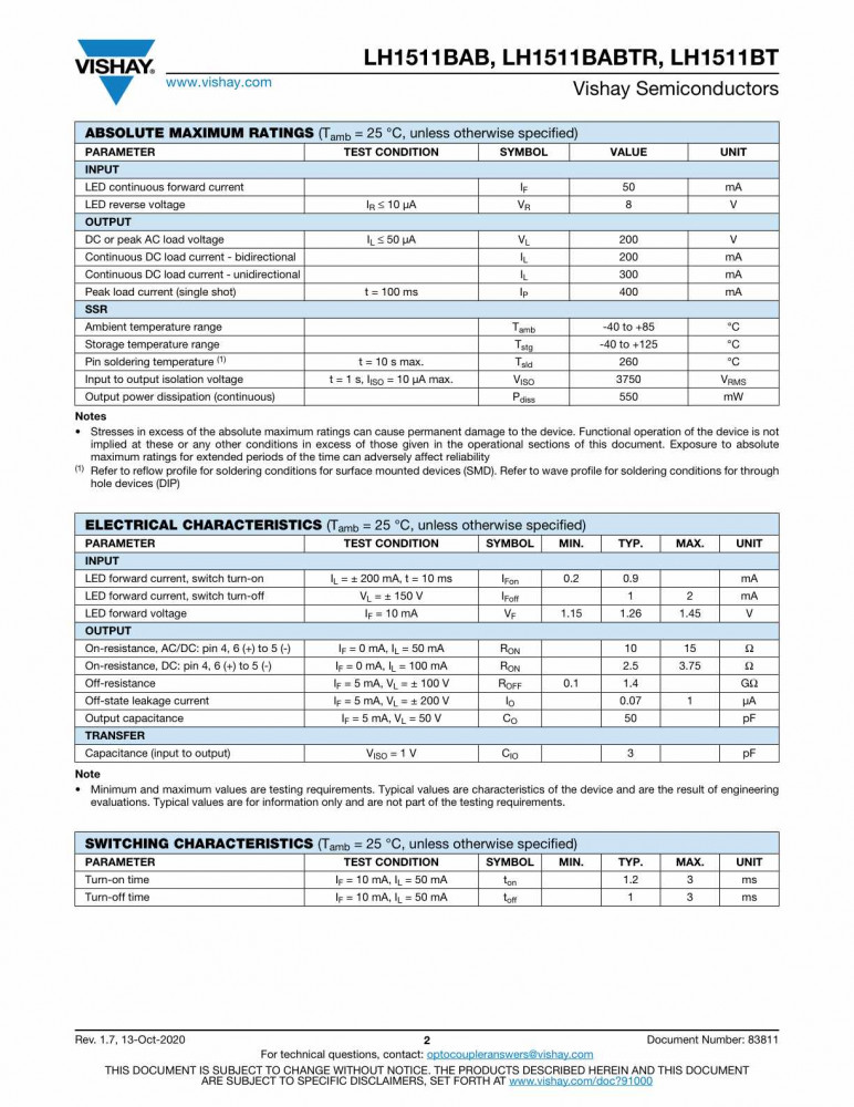 LH1511BAB datasheet page 2