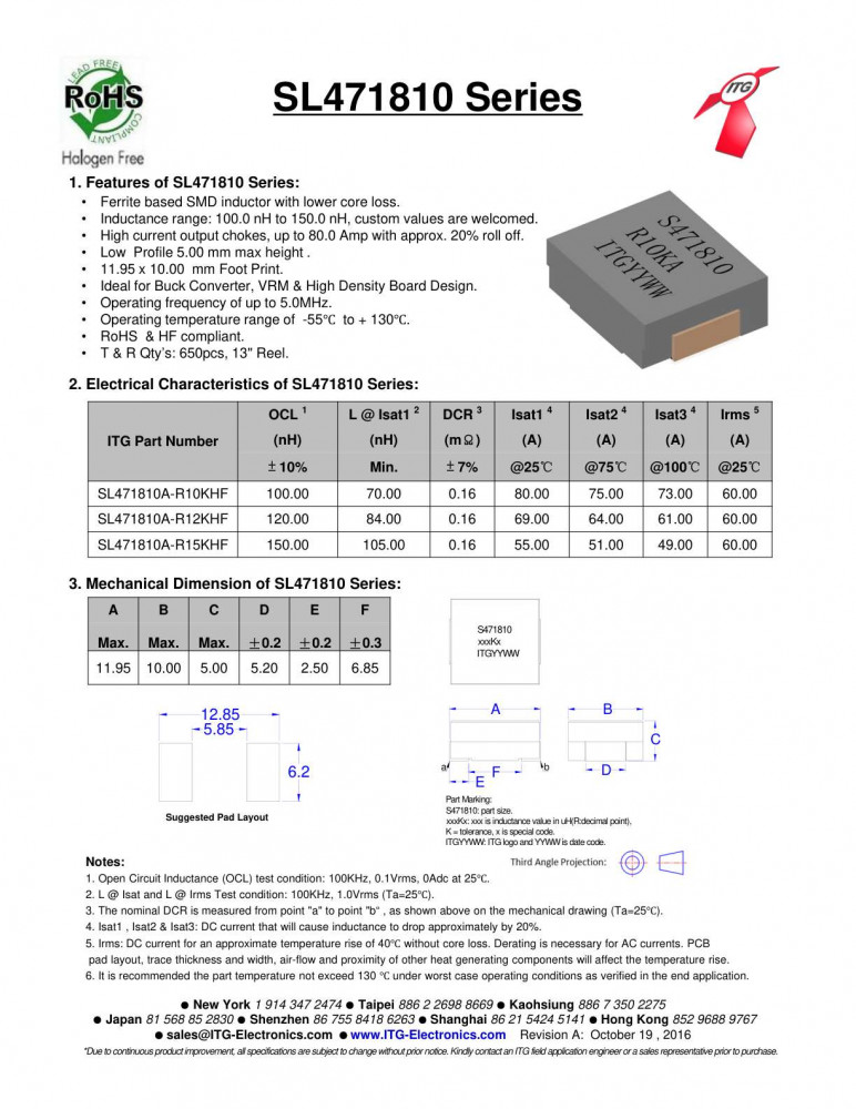 SL471810 series datasheet page 1