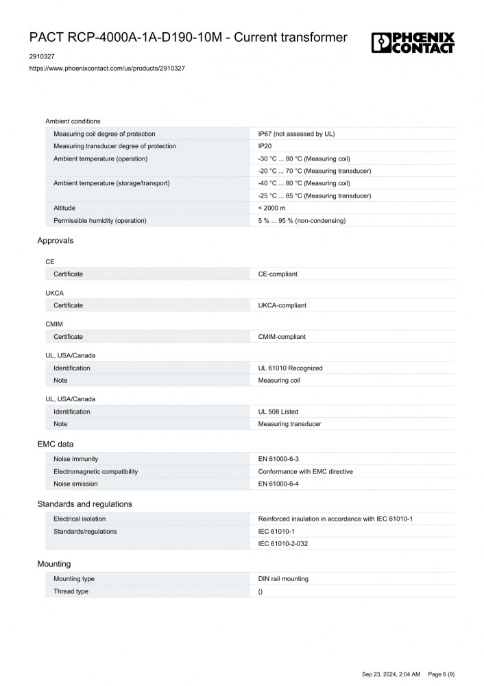 Phoenix Contact 2910327 technical document page 6