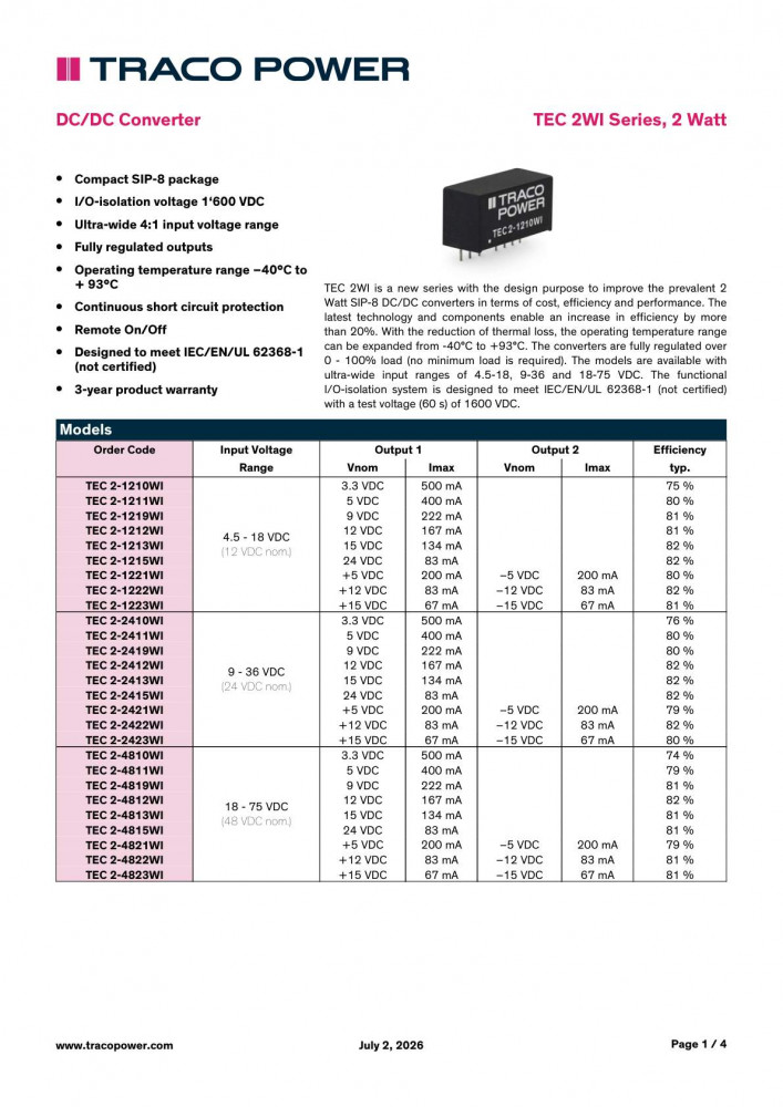 TEC 2-4811WI technical document page 1