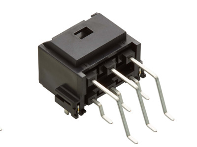 CP-6.5 Header, 6.50mm Pitch, Dual Row, Right-Angle, Polarized, Surface Mount, Tray Packaging, 6 Circuits, Black