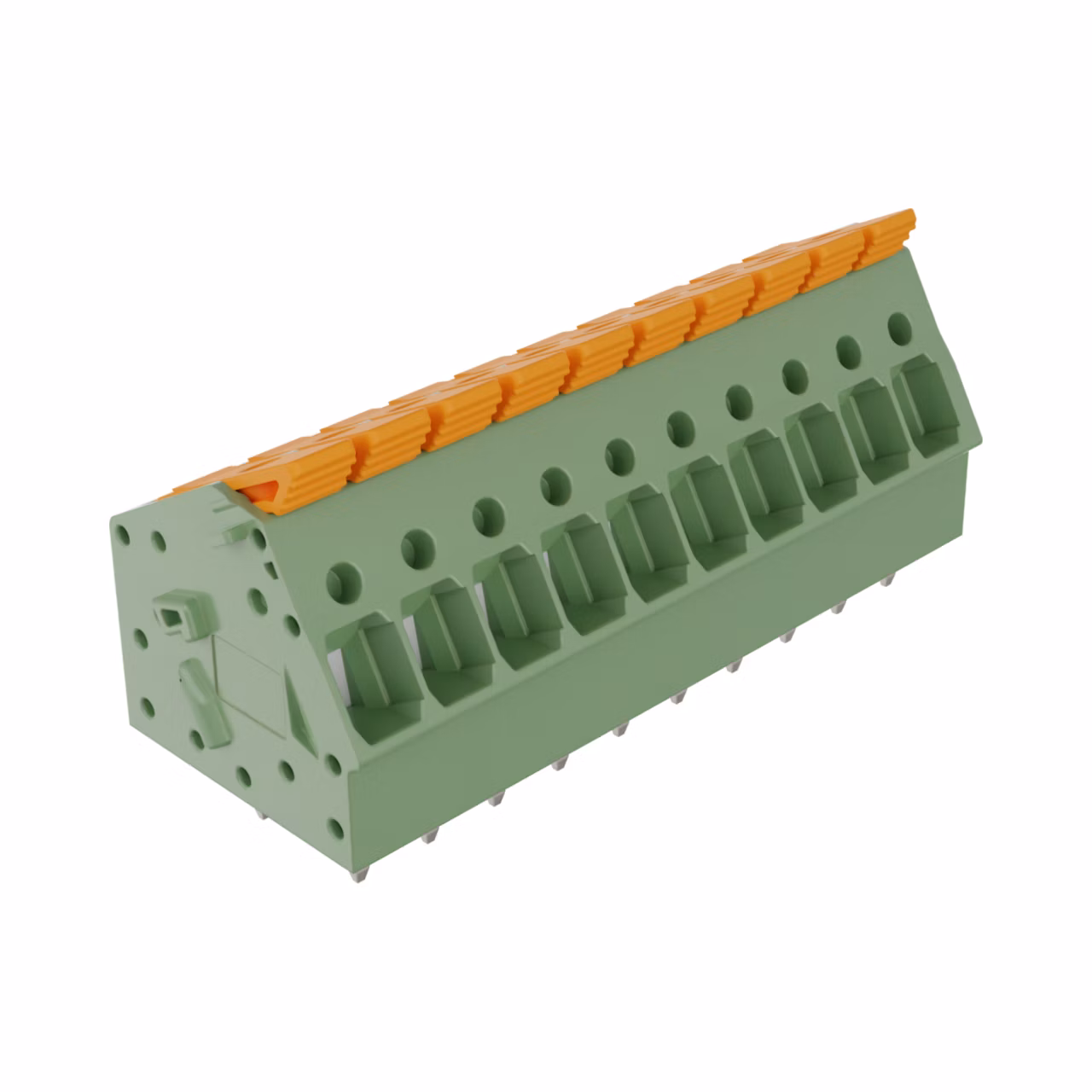 5.00mm Pitch Lever Activated Fixed Mount PCB Terminal Block, 35° Wire Entry, 10 Circuits for sale