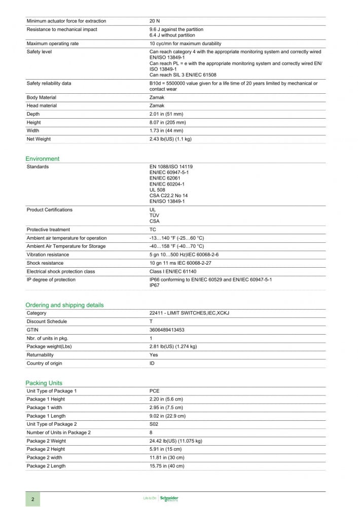 XCSLF3737313 technical document page 2