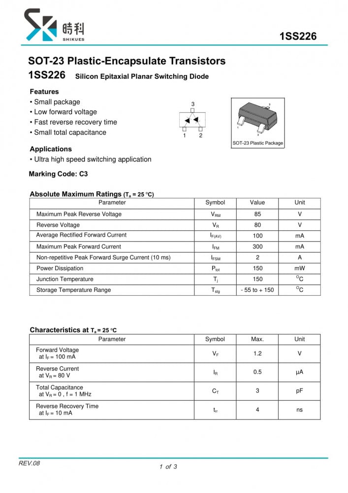 1SS226 datasheet page 1