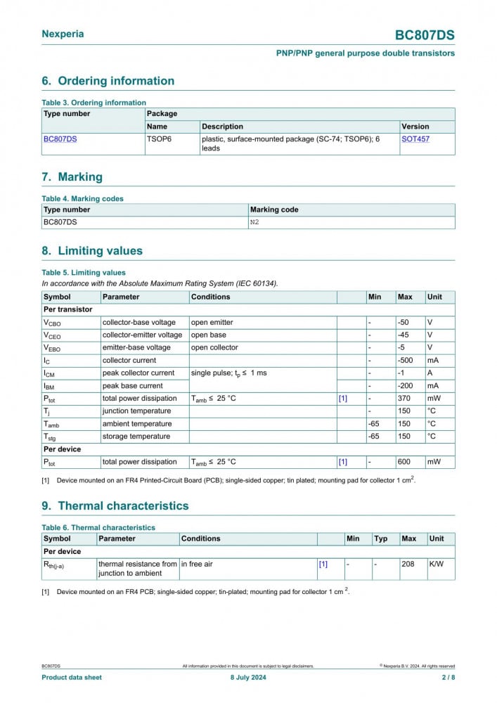 BC807DS datasheet page 2