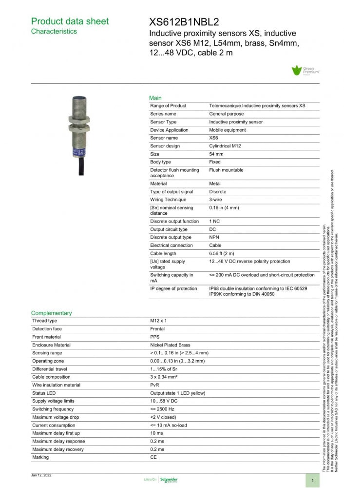 XS612B1NBL2 technical document page 1
