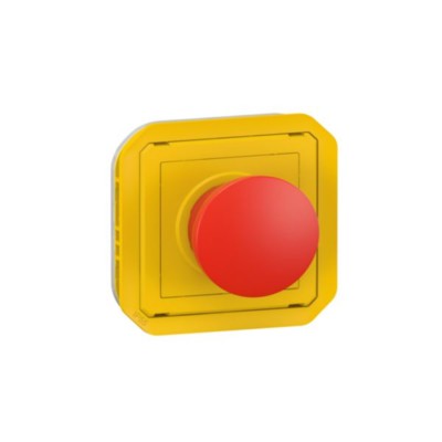 Plexo - Emergency push button with key reset - Yellow IP55 emergency stop - Key-release 1NO 1NC contacts - 22.5mm terminals