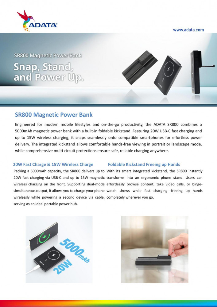 SR800 Magnetic Power Bank product document, page 1