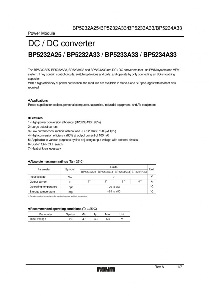 BP5232A33 technical document page 1