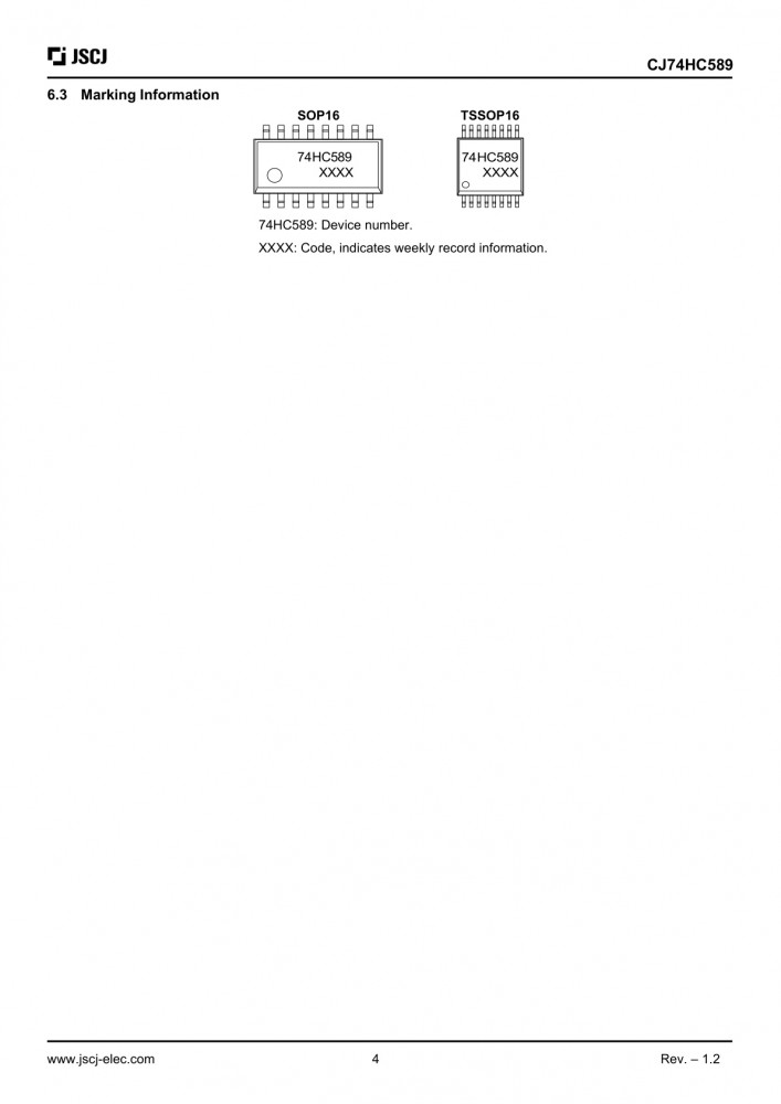 CJ74HC589AEN datasheet page 4