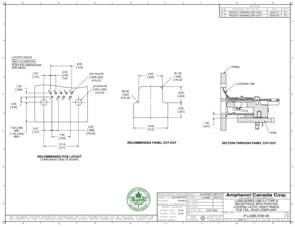 Amphenol LUSB-3193-00 product drawing page 2