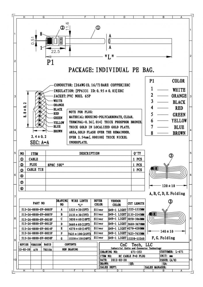 CnC Tech drawing 671-352 technical document