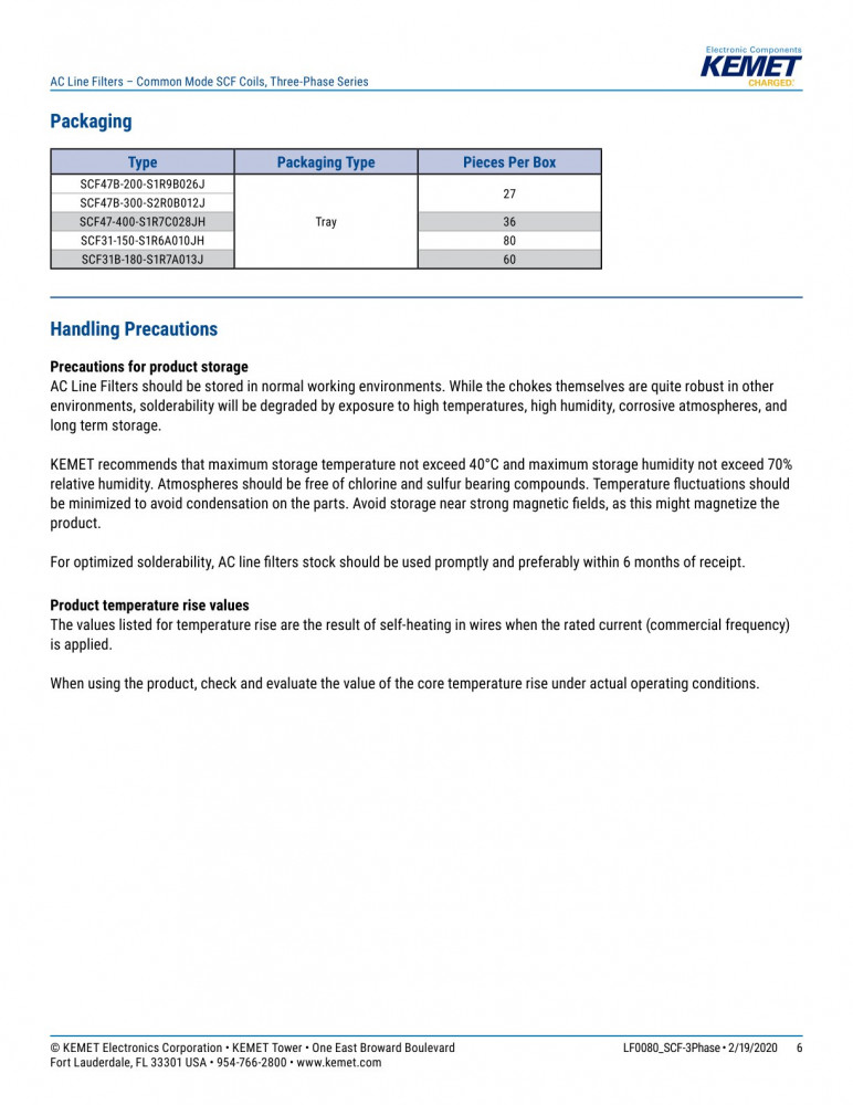 KEMET SCF series datasheet page 6