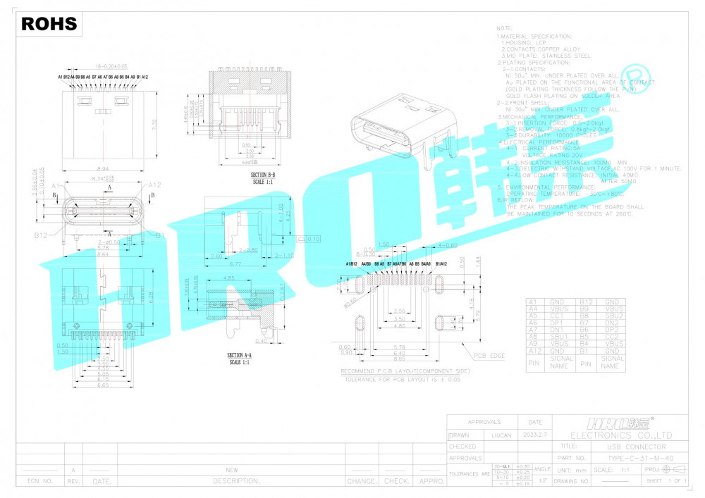 TYPE-C-31-M-40 technical drawing and specification page