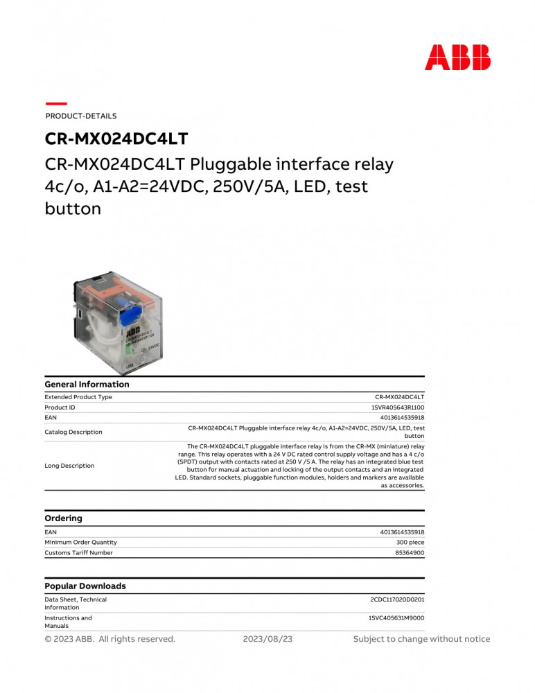 ABB CR-MX024DC4LT technical document page 1