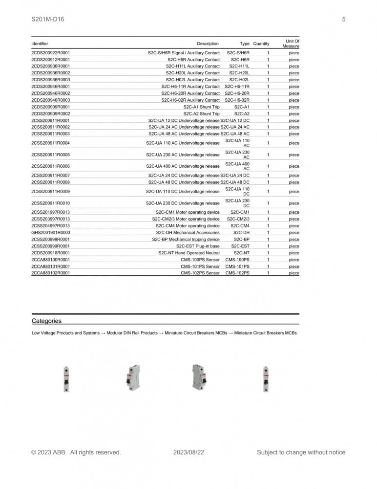 ABB S201M-D16 technical document page 5