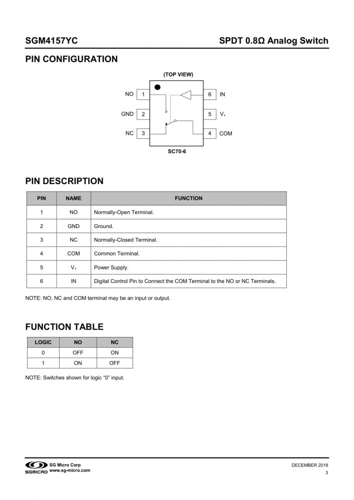 SGM4157YC6/TR datasheet page 3