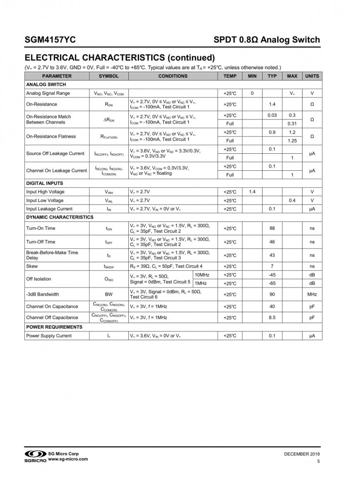 SGM4157YC6/TR datasheet page 5