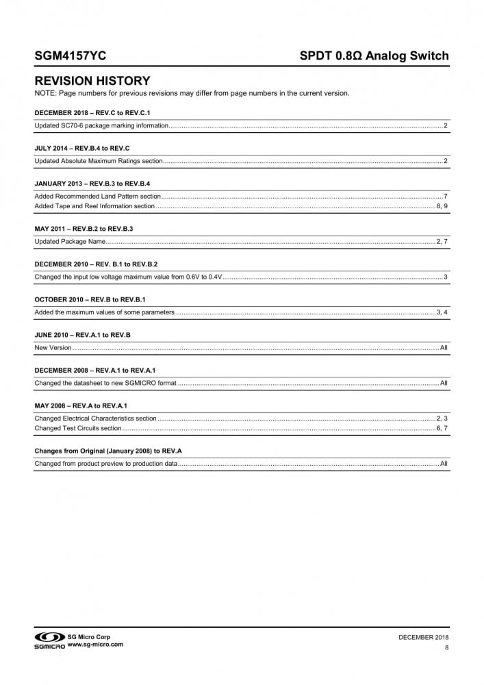SGM4157YC6/TR datasheet page 8
