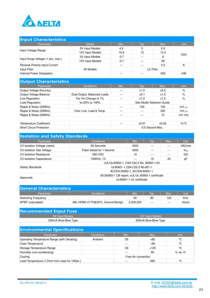 DELTA PI01S0512A datasheet page 2