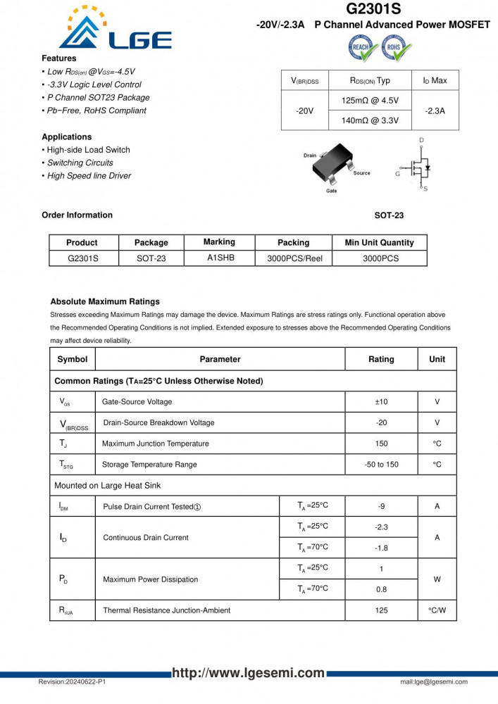 G2301S datasheet page 1