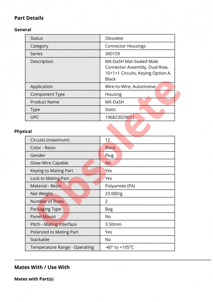 Technical document page 2 for product 3001590001