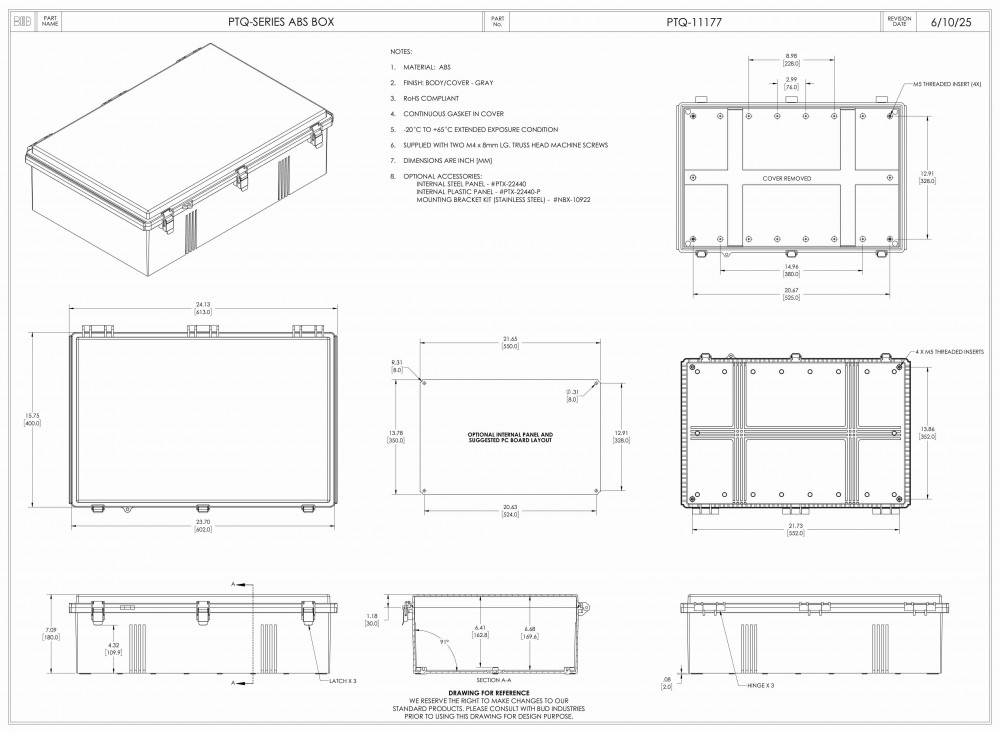 PTQ-11177 Bud Industries product drawing