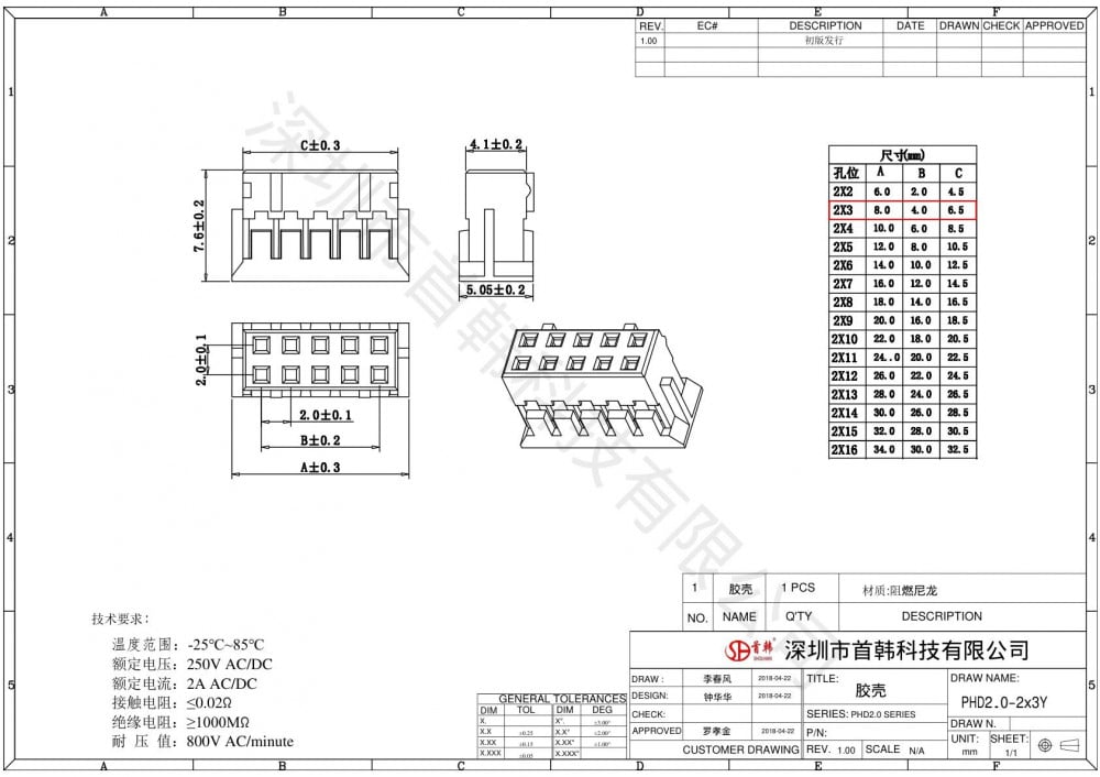PHD2.0-2x3Y specification page 1