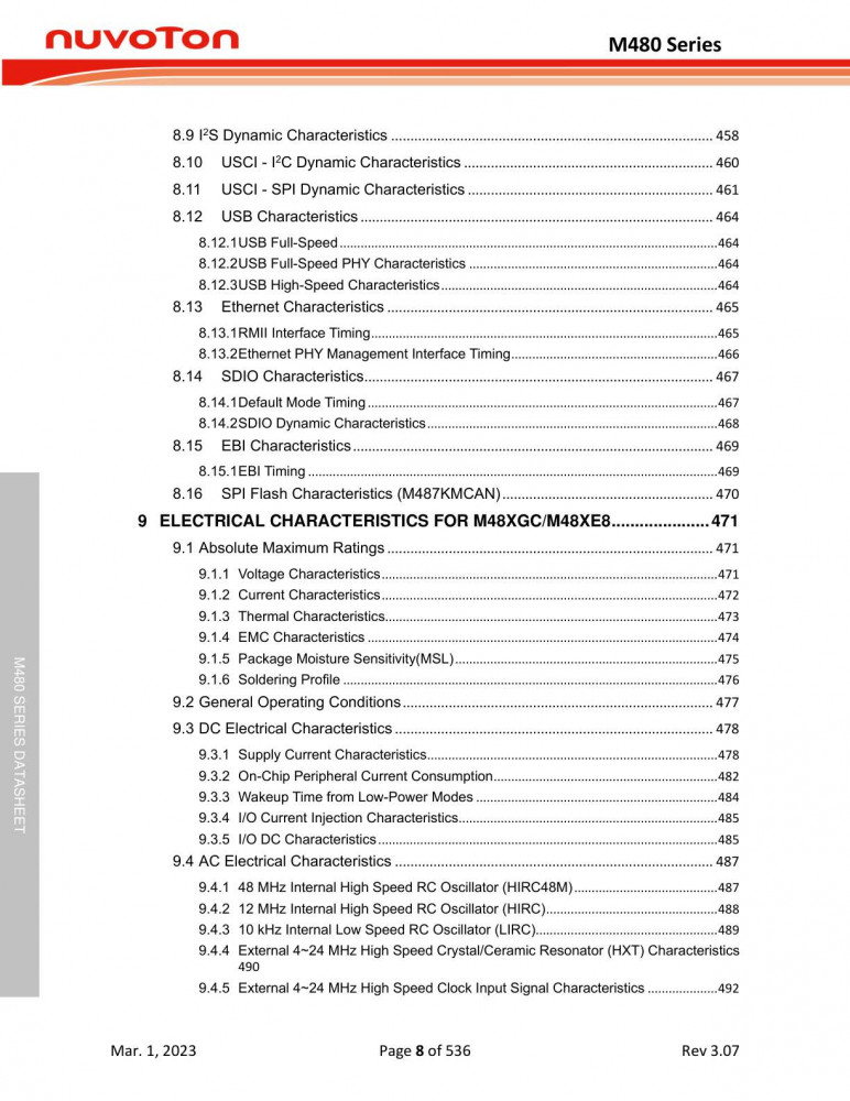 M480 Series datasheet page preview 8