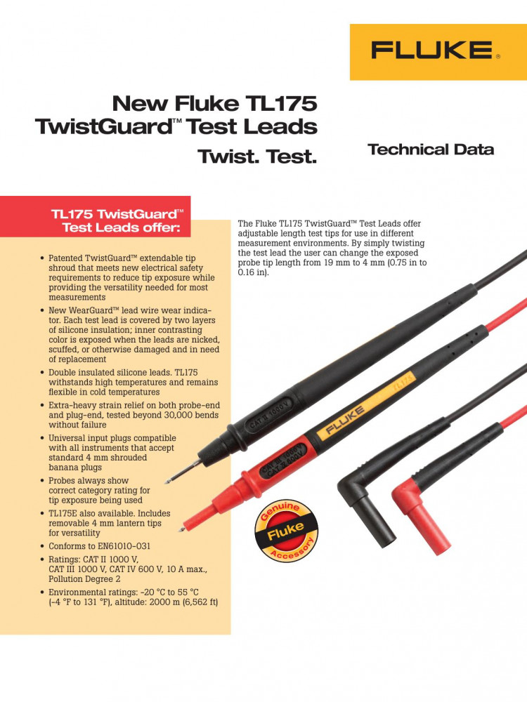 FLUKE TL175 technical document page 1