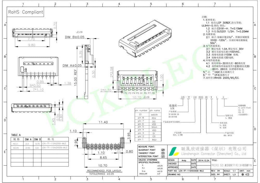 LCK-TF-110H2309-WLG technical document page