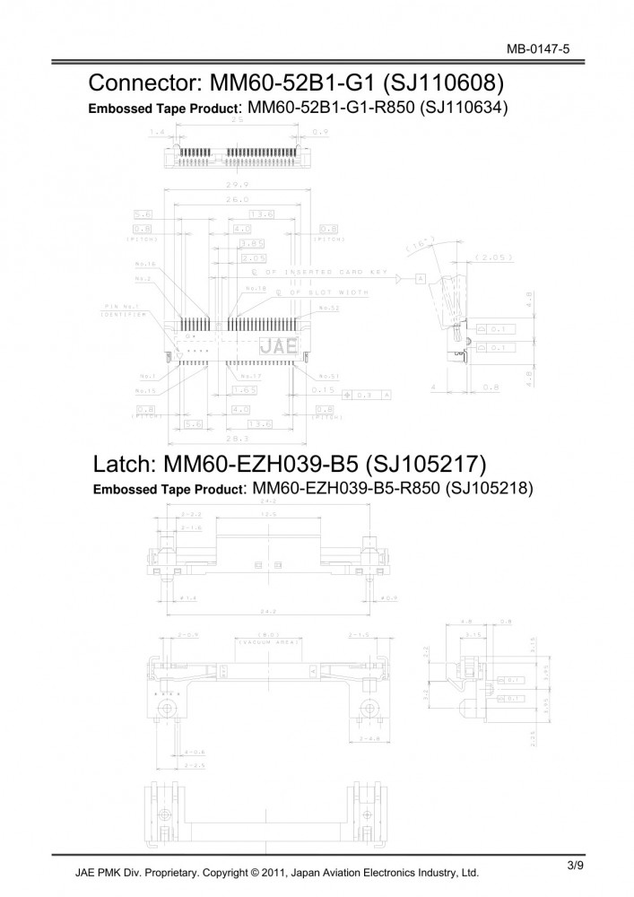 JAE MM60 Series document page 3