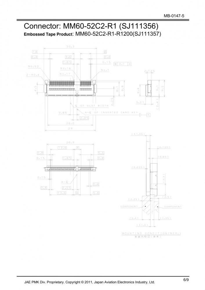 JAE MM60 mounting reference page