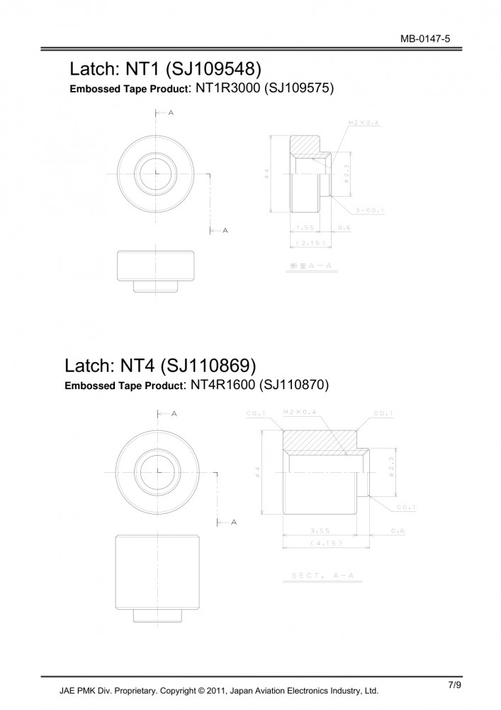 JAE MM60 applicable module dimensions page