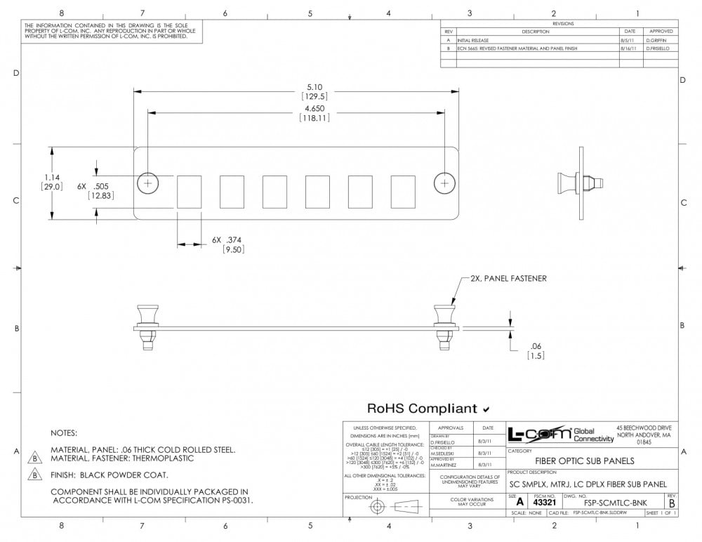 L-com FSP-SCMTLC-BNK technical drawing