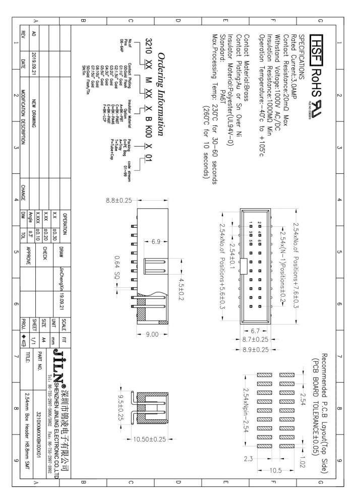 JILN 3210 series technical drawing