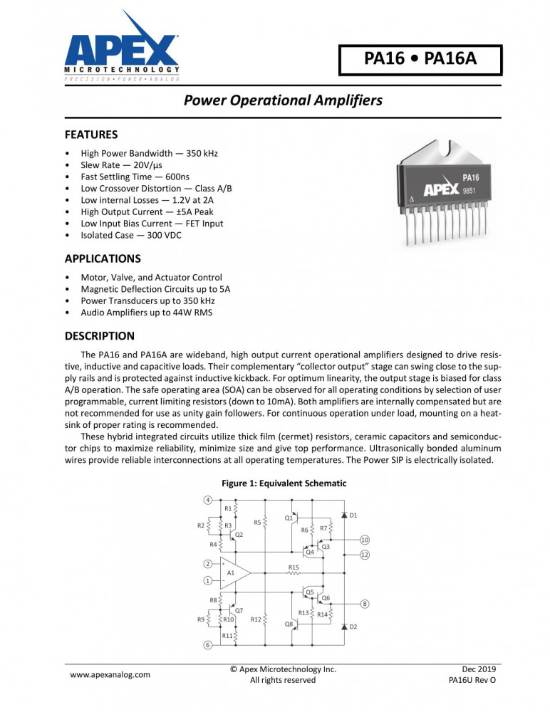 PA16A datasheet page 1