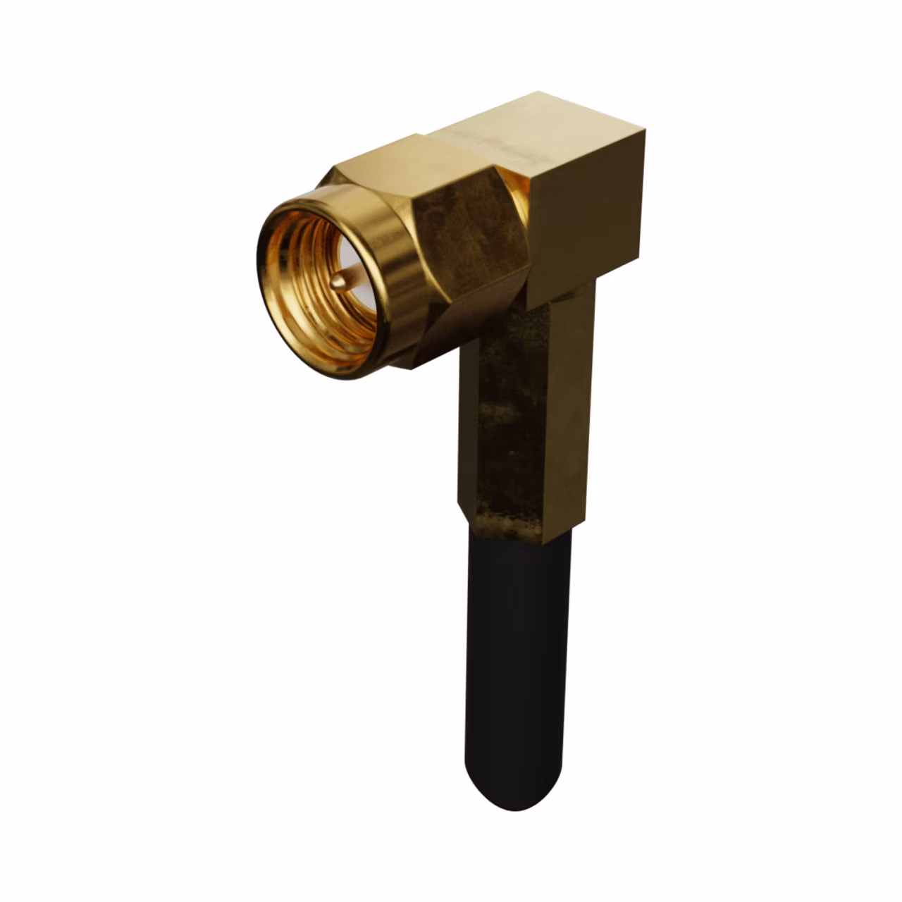 SMA Plug, Right-Angle, Crimp, RG-141, RG-303 and RG-58 Cable, Crimp, Body Brass, Gold (Au) Plated, 50 Ohms for sale