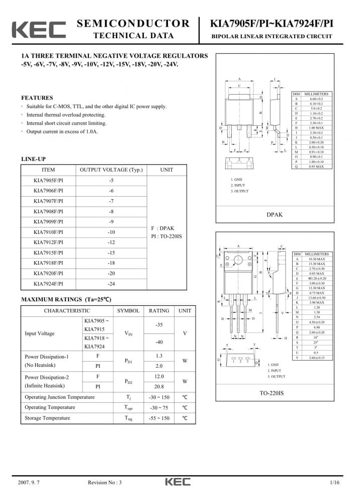 KIA7918PI-U/PF datasheet page 1