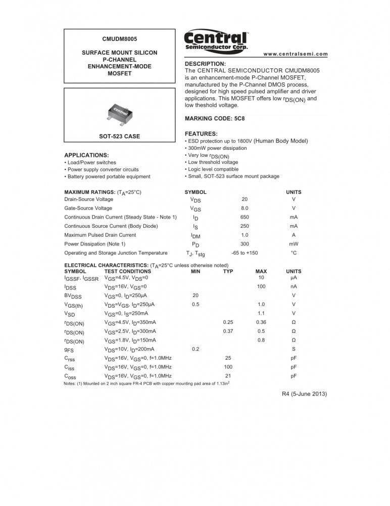 CMUDM8005 datasheet page 1