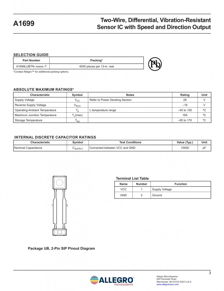 A1699 datasheet page 3