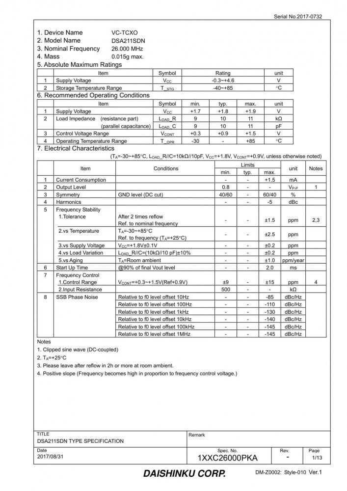 KDS 1XXC26000PKA specification page 2