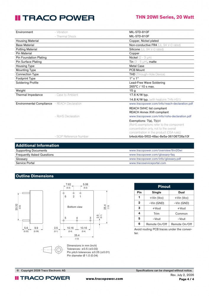 THN 20WI technical document, page 4