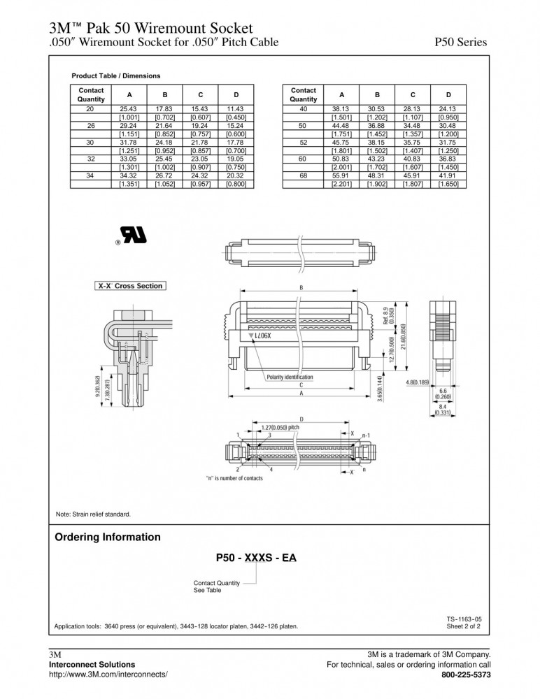 3M P50 wiremount socket datasheet page 2