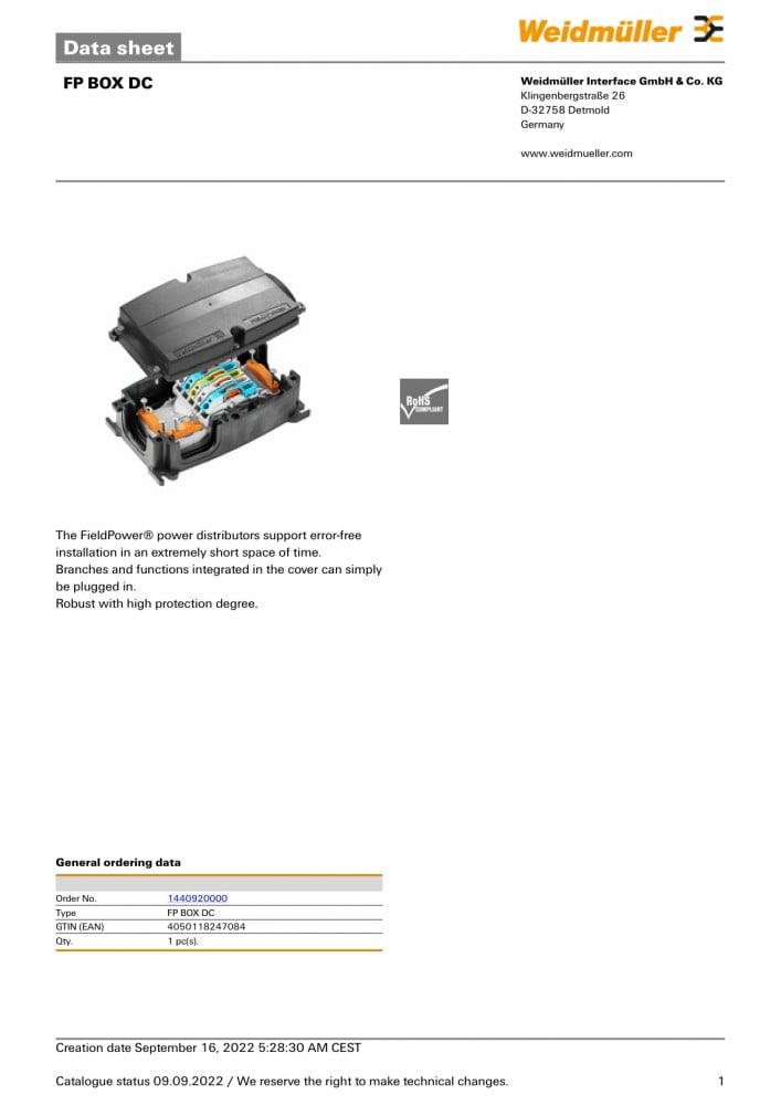WEIDMULLER 1440920000 product document page 1