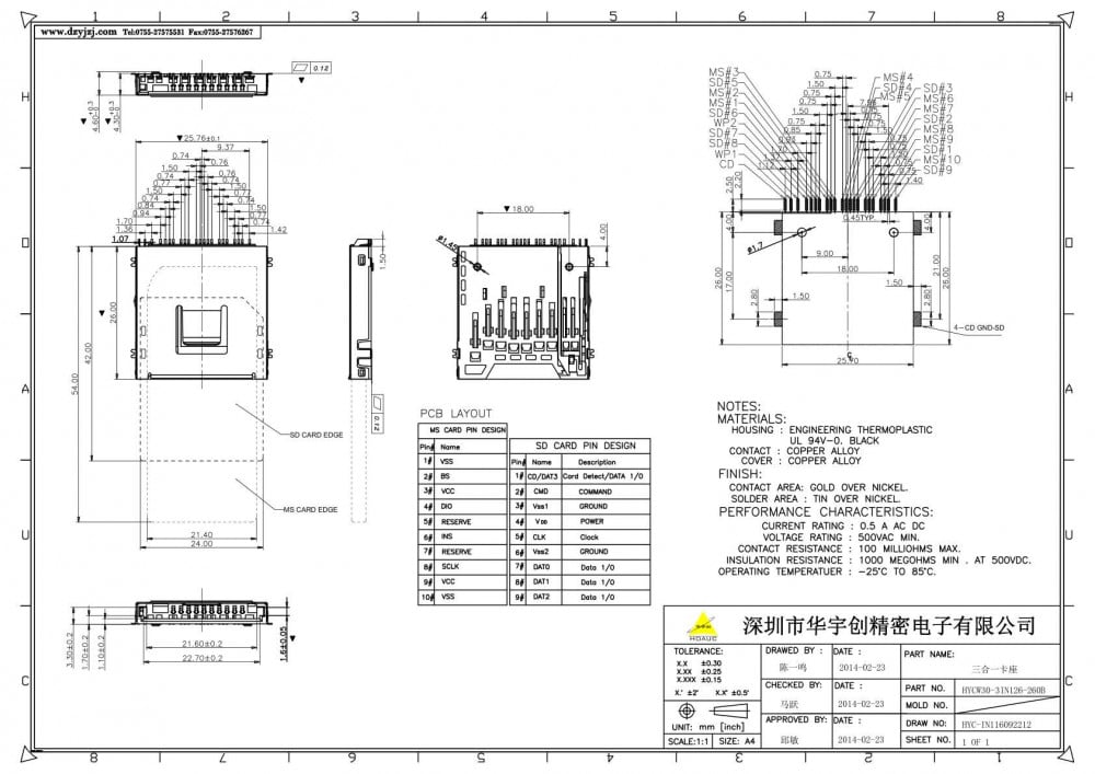 HOAUC HYCW30-3IN126-260B product drawing page