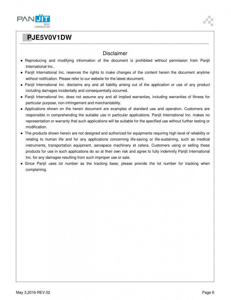 PJE5V0V1DW datasheet page 6
