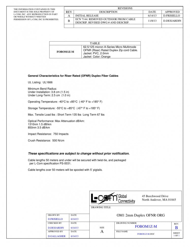 L-com FOBOM1Z-M technical drawing