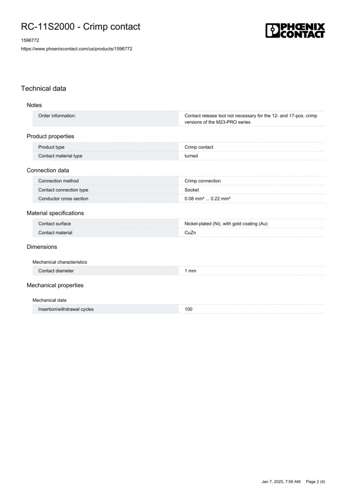 Phoenix Contact 1596772 technical document page 2